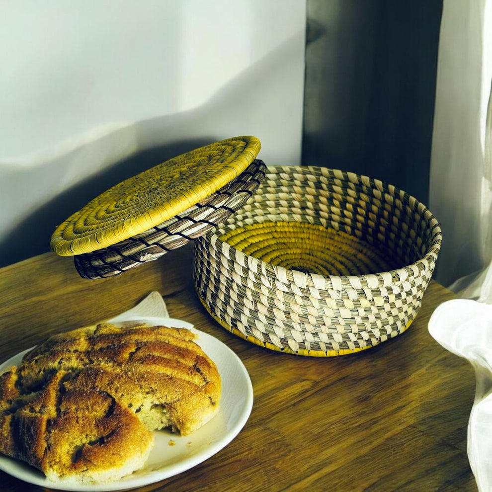 Handwoven Natural Fiber Yellow Roti Box – The Muse Homes